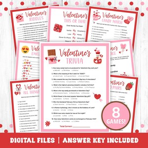 Valentine's Day Printable Games Bundle, Valentine's Party Games and ...