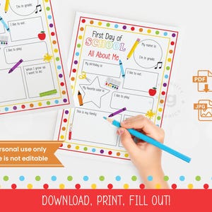 First Day of School Interview, Back to School Printable, Questionnaire ...
