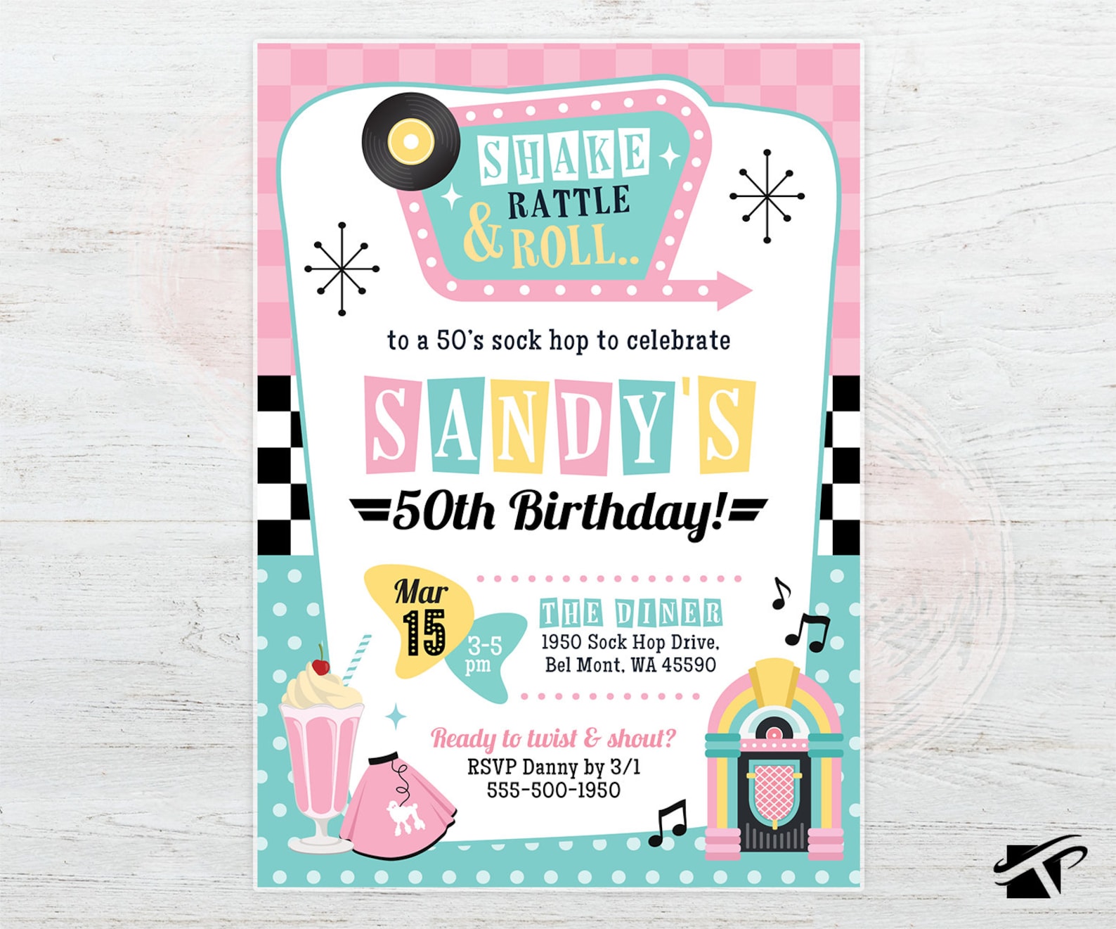 50s Birthday Invitation 50s Sock Hop Party Invite 50s - Etsy