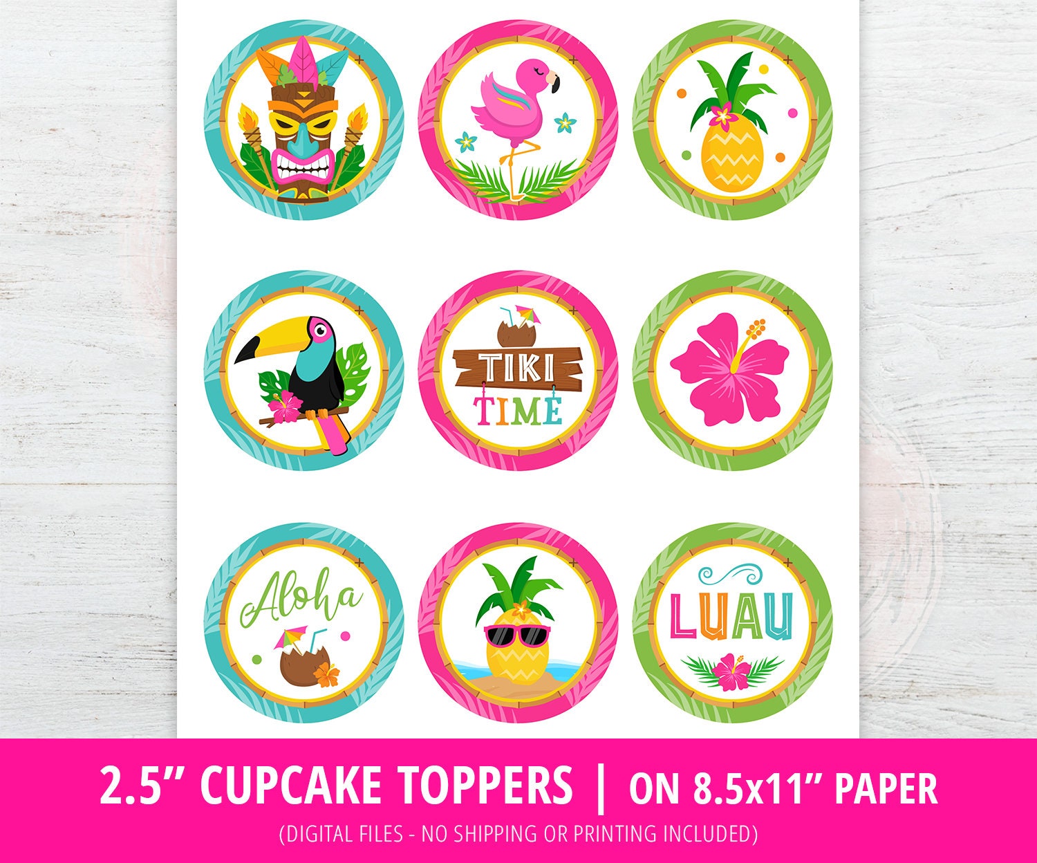 Hawaiian Cupcake Toppers