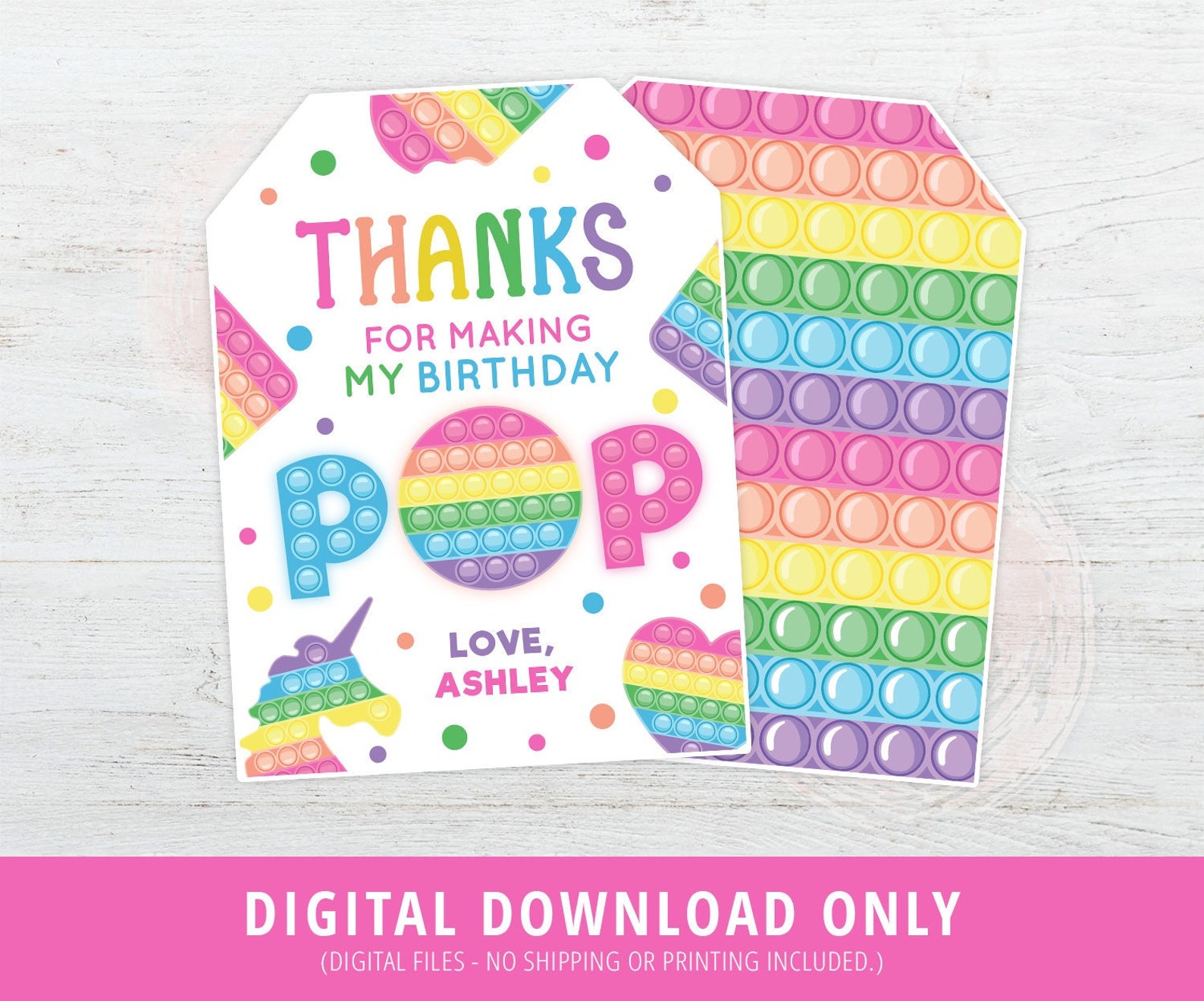 Pop It Thank You Tags Pop It Favor Tags Pop It Birthday - Etsy