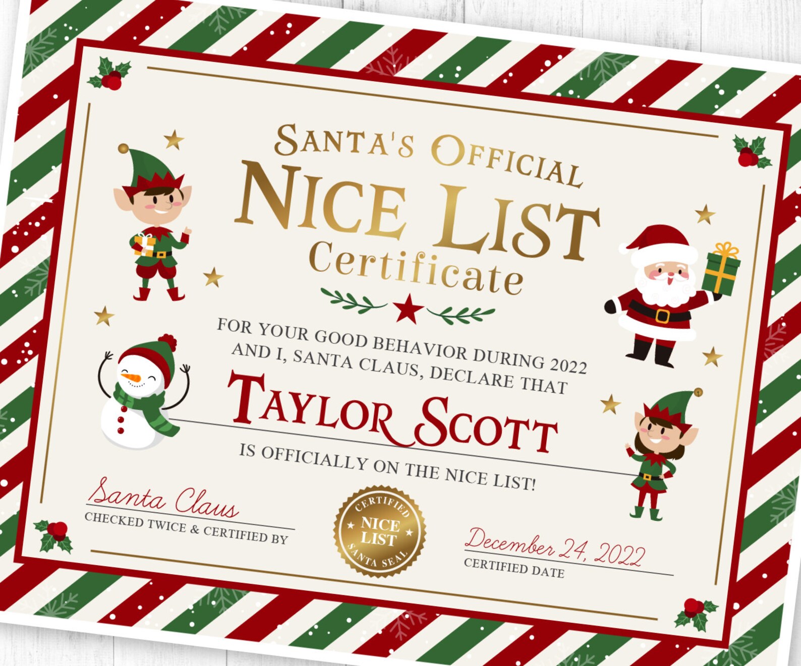 Santa Letter and Nice List Certificate, Approved Letter From Santa ...