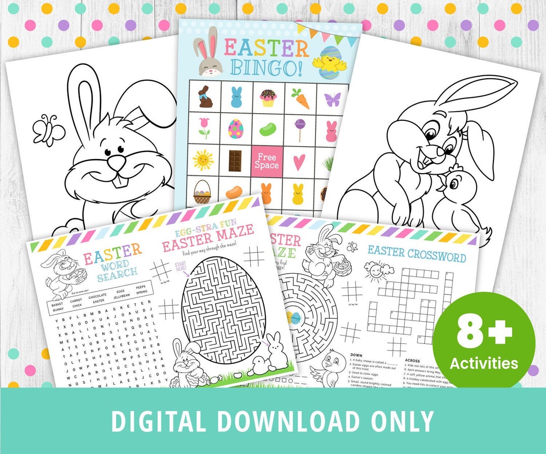 Easter Activities Bundle, Easter Games Printable Pages, Easter Coloring ...