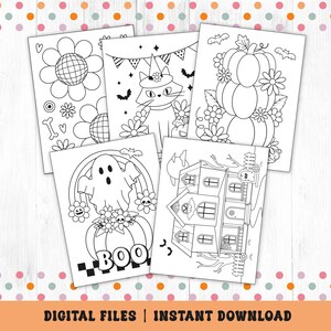 Retro Halloween Coloring Pages, Groovy Halloween Coloring Pages for ...