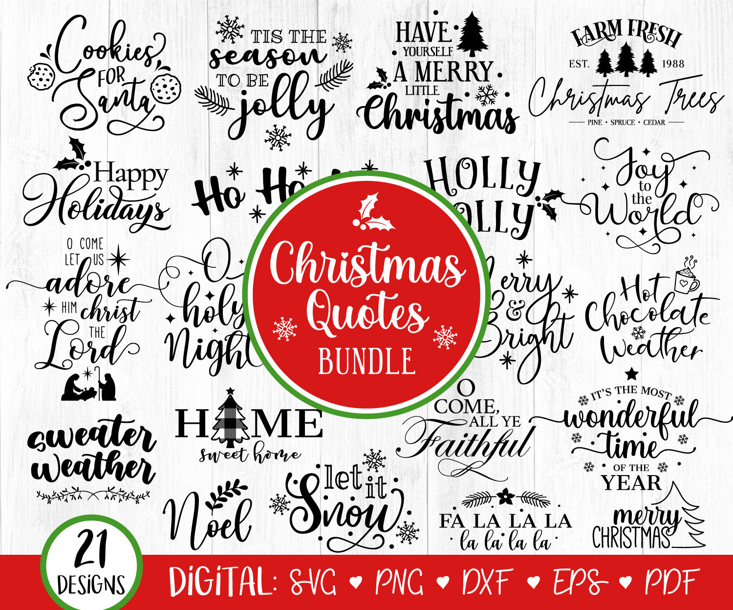 21 Christmas Quotes SVG Bundle Silhouette Christmas Svg - Etsy