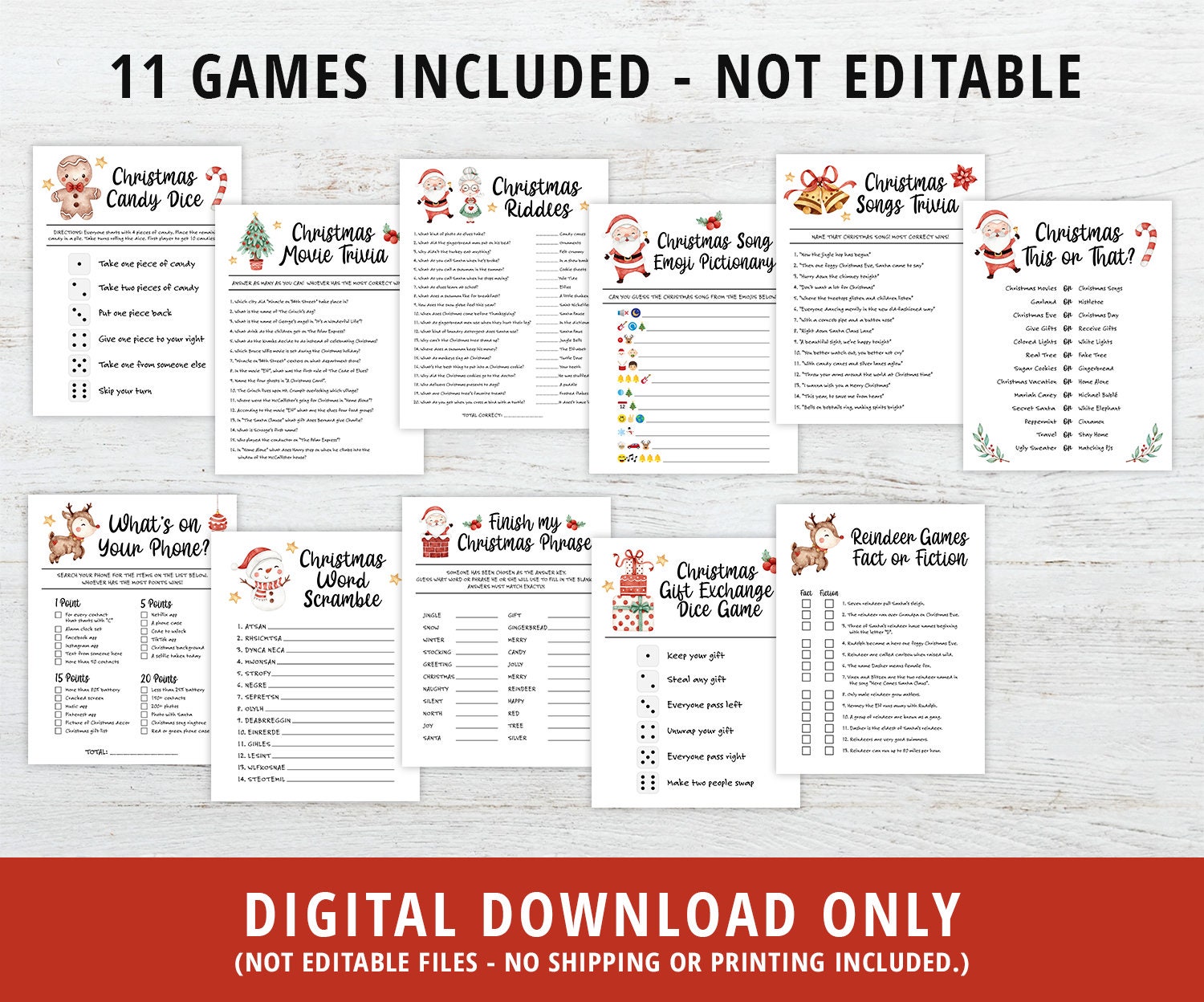 Christmas Games Bundle Printable, Christmas Activities, Christmas Party ...