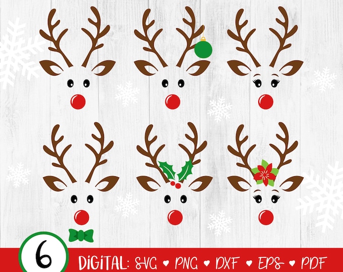 Reindeer SVG, Reindeer Face Svg, Boy and Girl Reindeer Svg, Deer Svg ...