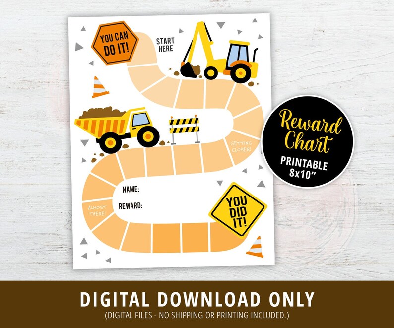 Printable Construction Reward Chart Construction Reward Chart | Etsy
