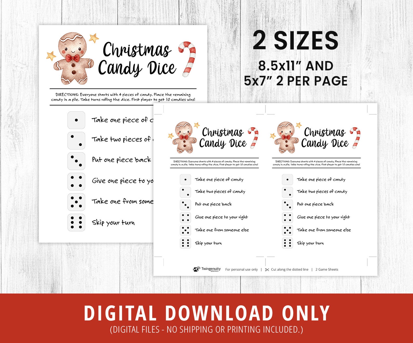 Christmas Candy Dice Game, Christmas Party Games for Kids, Printable ...