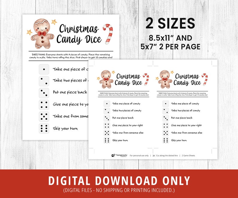 Christmas Candy Dice Game, Christmas Party Games for Kids, Printable ...