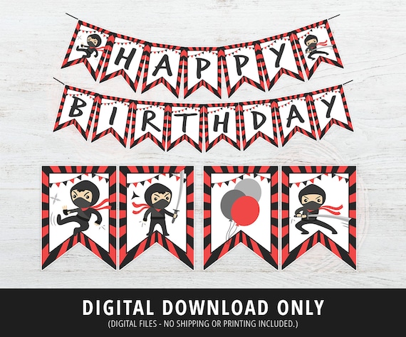 Ninja Banner Ninja Birthday Banner Party Karate Birthday - Etsy