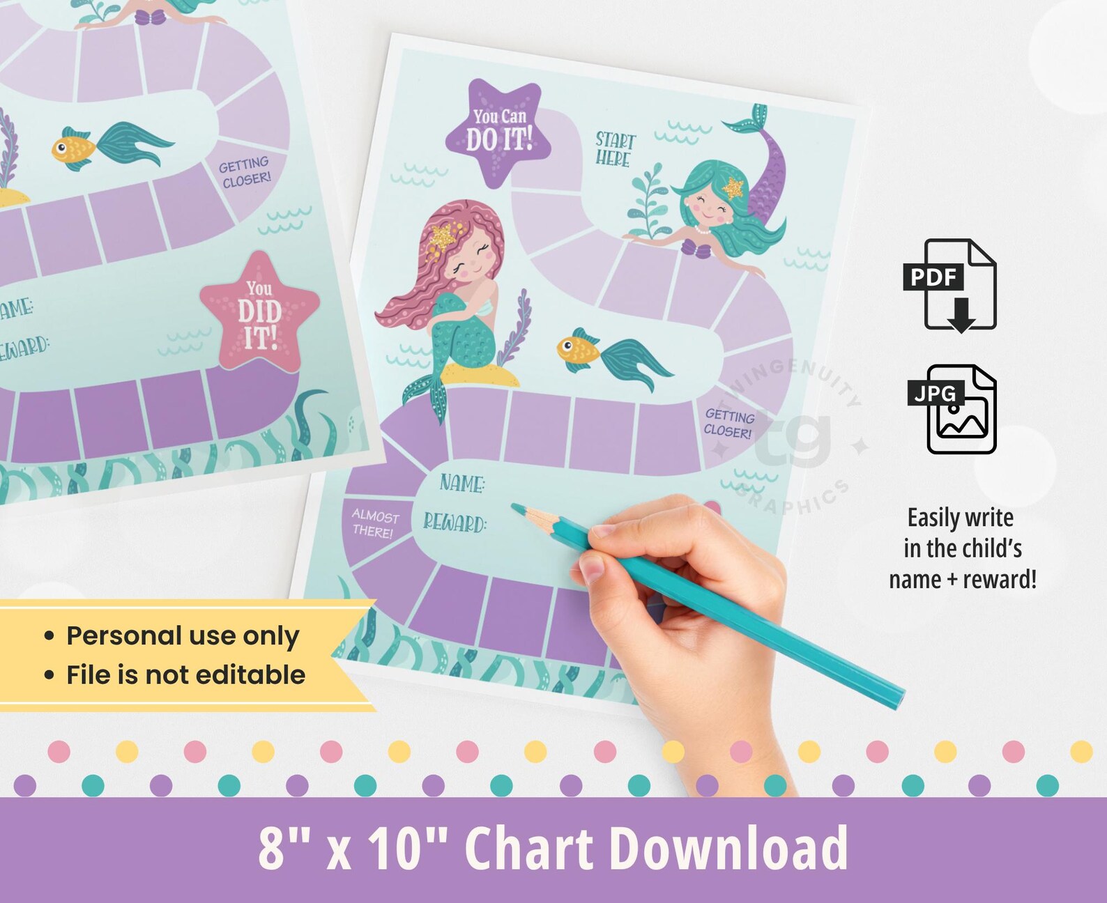 Printable Mermaid Reward Chart, Mermaid Reward Chart Kids, Mermaid ...