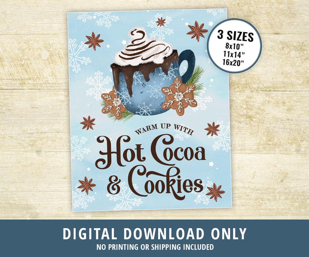 Hot Cocoa and Cookies Sign, Hot Cocoa Bar Sign, Hot Chocolate Bar, Hot ...