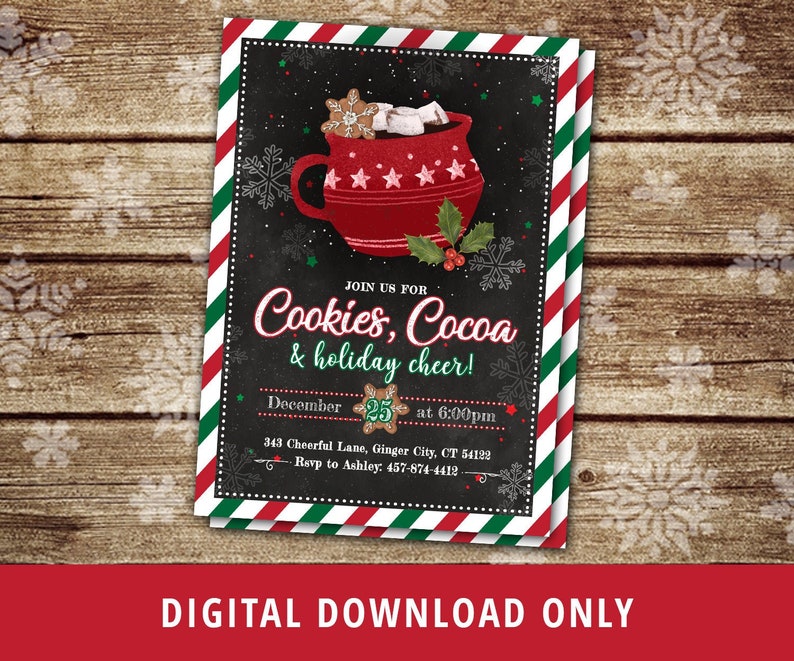 Cookies and Cocoa Invitation Hot Chocolate Christmas Invite | Etsy