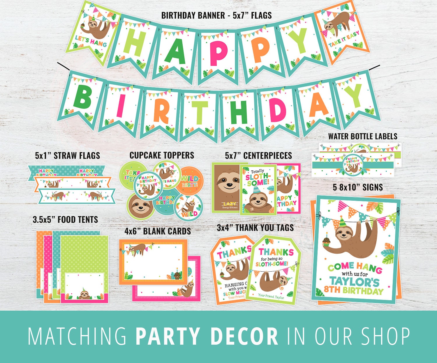 Sloth Cupcake Toppers Sloth Birthday Decor Sloths Let's - Etsy