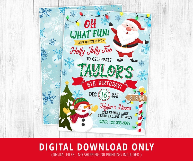 Christmas Birthday Invitation Christmas Birthday Party - Etsy