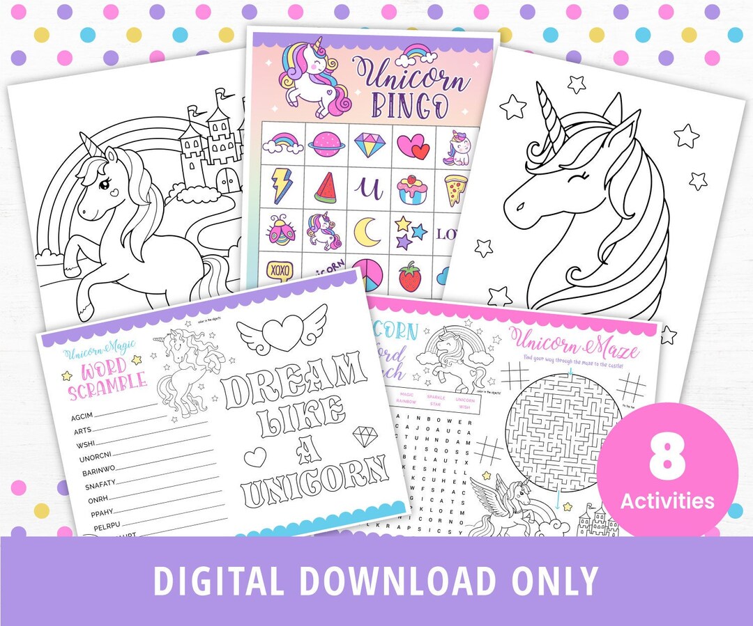 Unicorn Games Printable Bundle Unicorn Activity Pages - Etsy