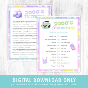 2000s Games Bundle Printable, 2000s Party Games, 2000s Trivia, Y2k 00s ...