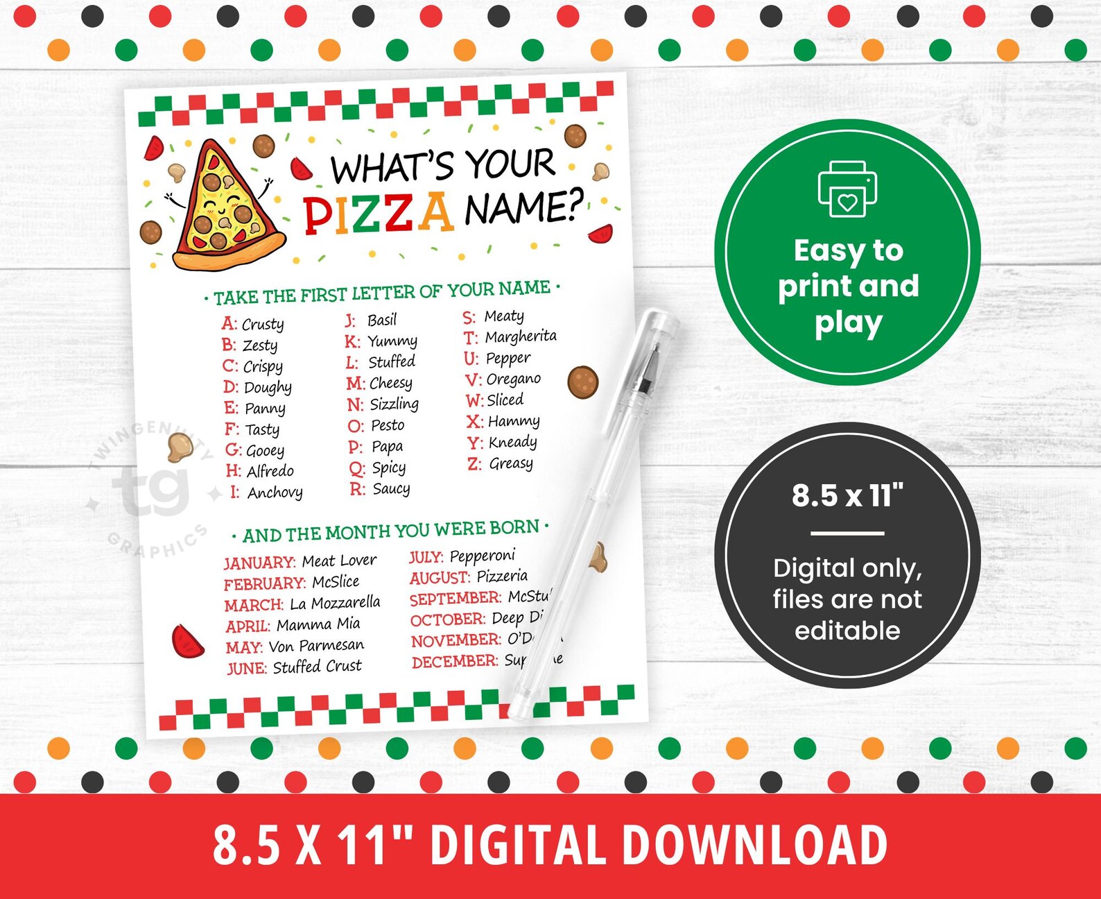 Pizza Party Sign, What's Your Pizza Name Sign, Pizza Birthday, Pizza ...