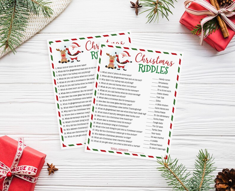 Christmas Riddles Game Printable, Christmas Party Game Kids, Christmas ...