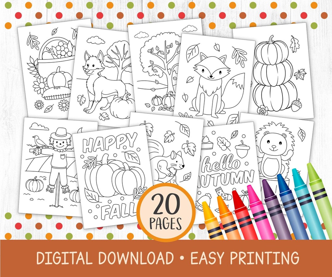 Fall Coloring Pages for Kids, Autumn Coloring Book, Fall Kids Classroom ...