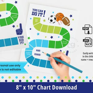 Sports Reward Chart for Boys Printable, Sports Chore Chart Kids ...