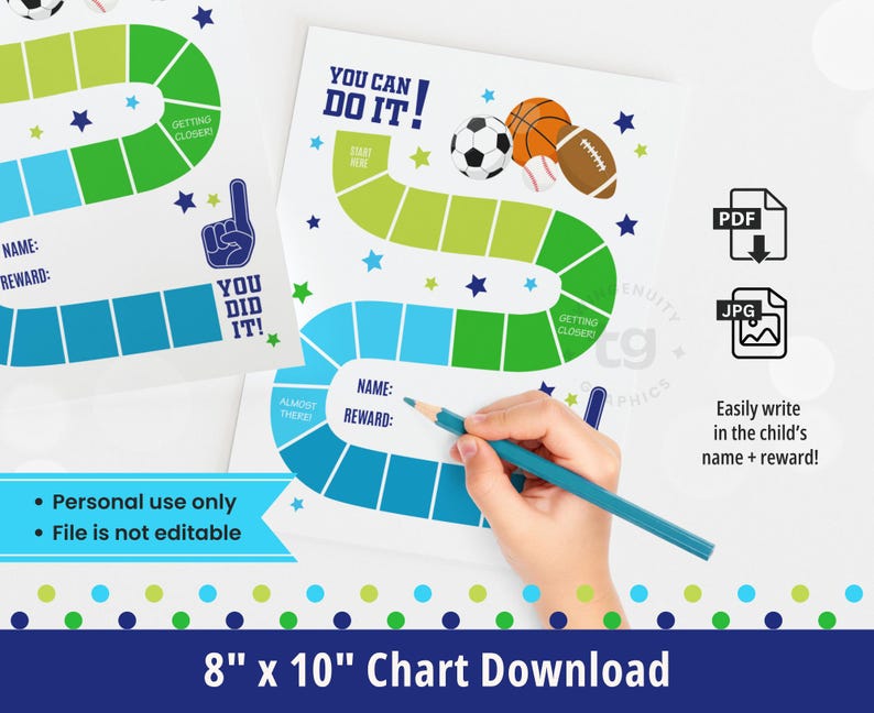 Sports Reward Chart for Boys Printable, Sports Chore Chart Kids ...
