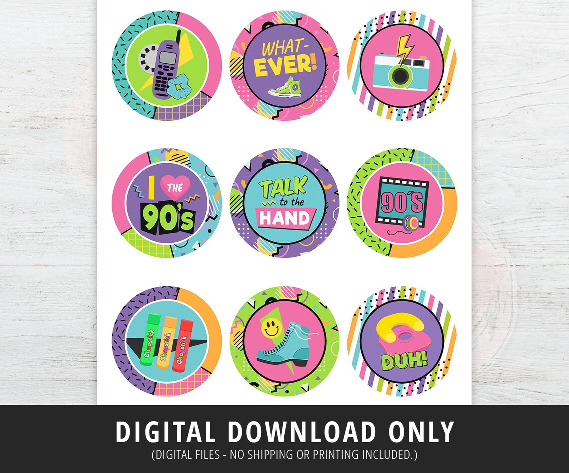 90s Cupcake Toppers 90s Birthday Party 90s Birthday Party | Etsy