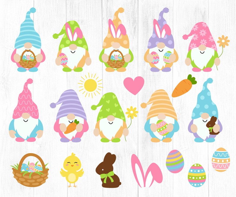 20 Easter Gnomes Clipart Bundle, Easter Clip Art, Gnome Clipart PNG ...