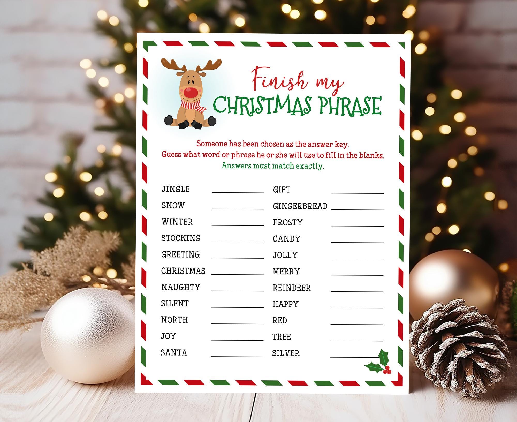 Christmas Phrase Game, Finish the Christmas Phrase, Christmas Party ...