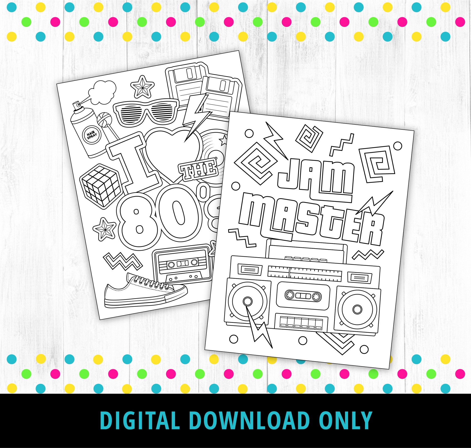 80s Coloring Pages Printable, Back to the 80s, Nostalgia Coloring Page ...