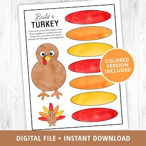 Build a Turkey Kid's Craft, Printable Thanksgiving Craft, Kid's ...