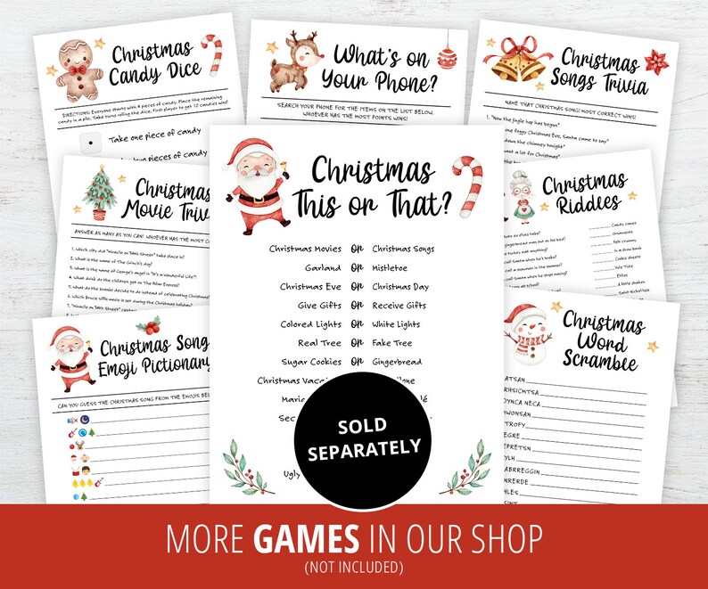 Printable Christmas This or That Game Christmas Party Game - Etsy