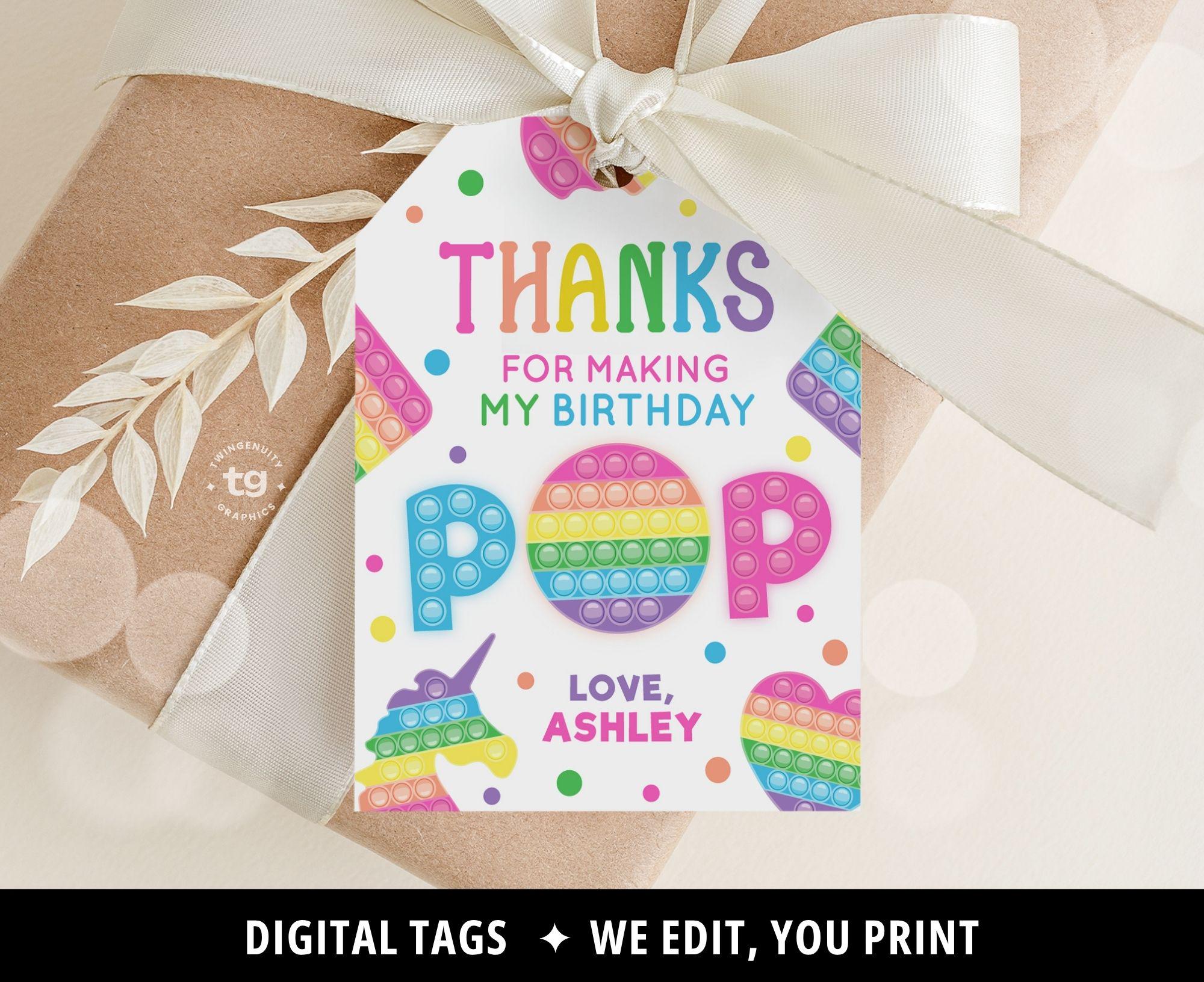 Pop It Thank You Tags, Pop It Favor Tags, Pop It Birthday Tags, Pop It ...