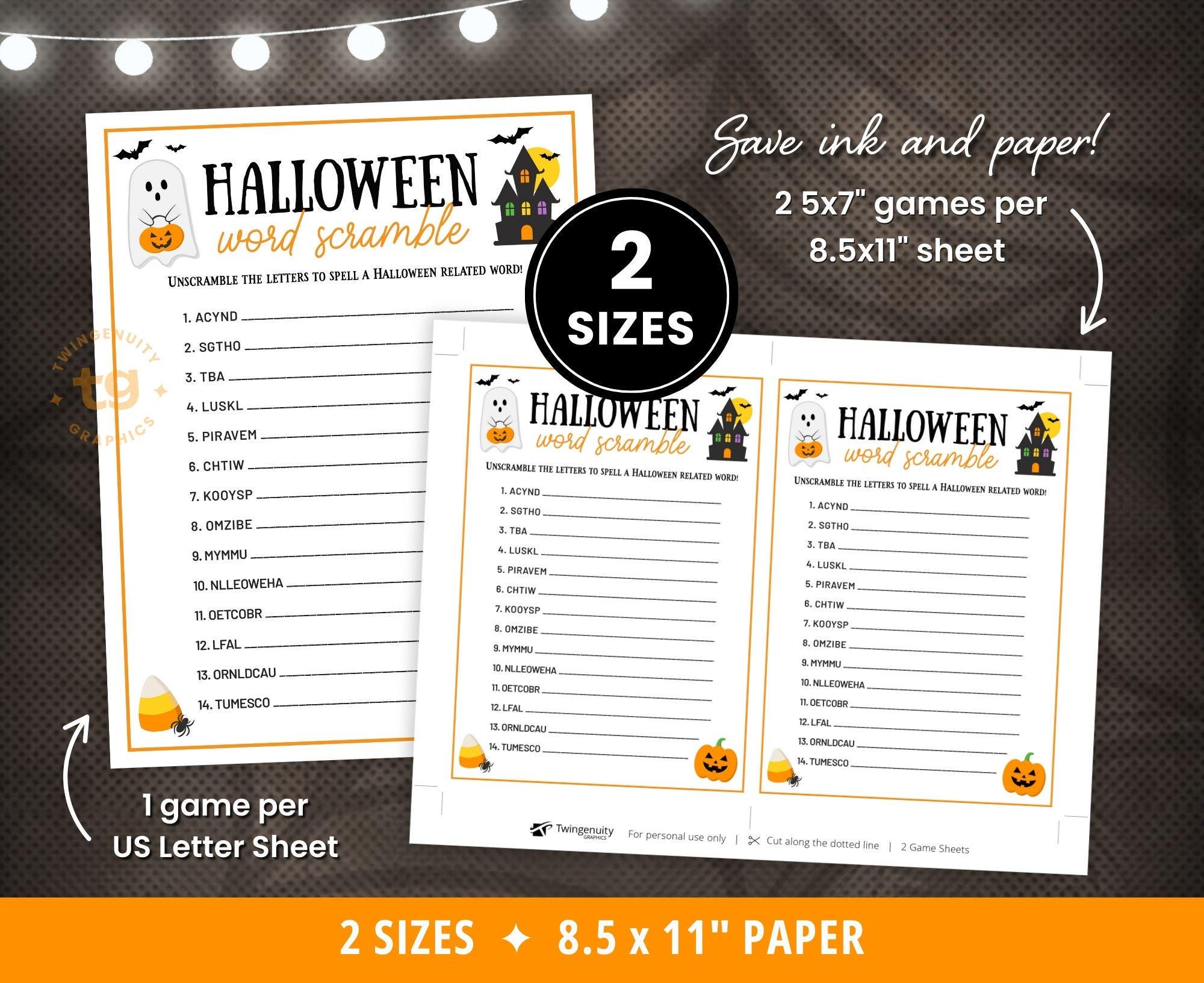 Halloween Word Scramble Printable, Halloween Printable Games, Halloween ...