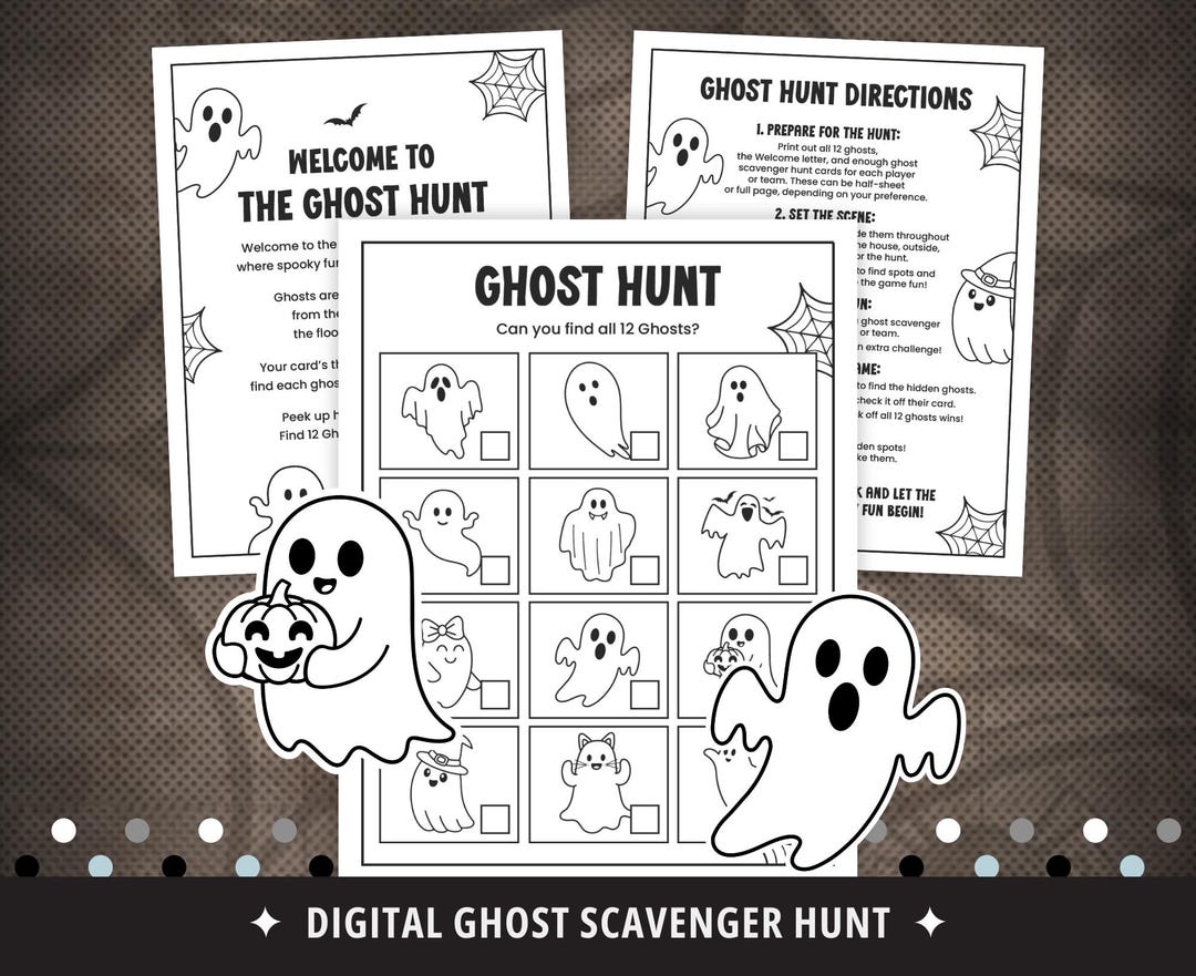 Ghost Scavenger Hunt Halloween Game for Kids, Easy Halloween Party ...