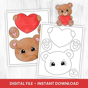 Build a Teddy Bear Kid's Craft, Printable Valentines Day Craft, Kid's ...