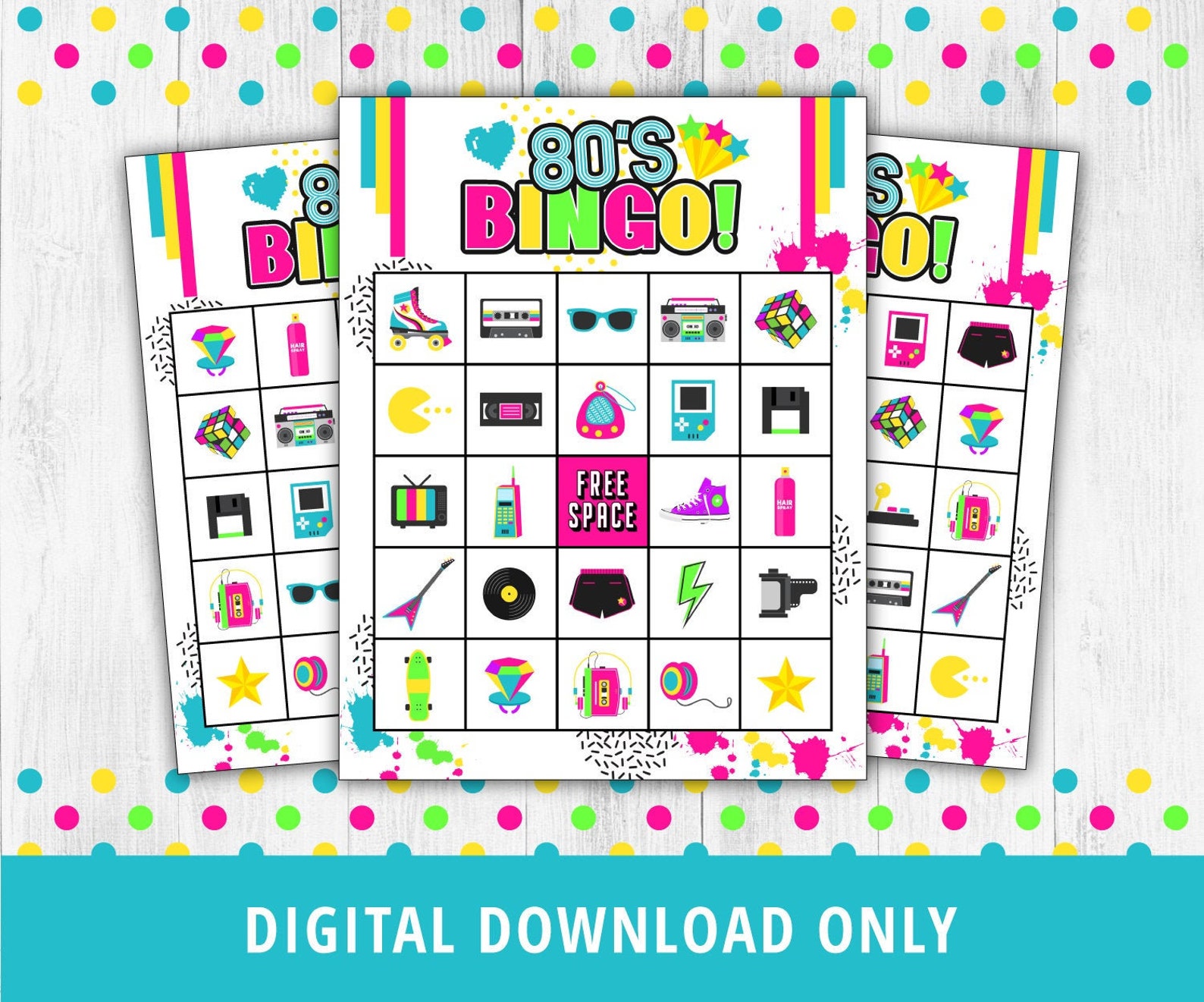 80s Themed Bingo, 80s Retro Bingo Printable, 80s Birthday Games, 80s ...