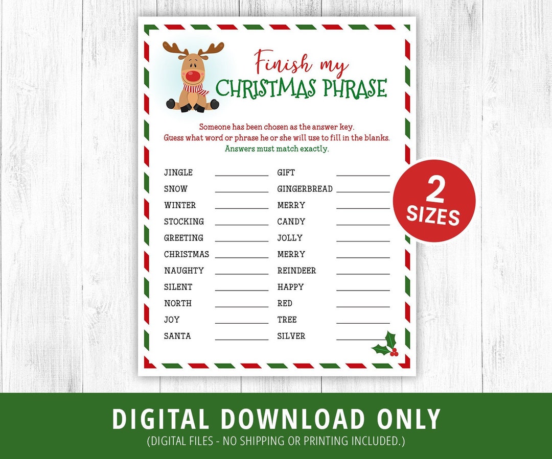 Christmas Phrase Game, Finish the Christmas Phrase, Christmas Party ...