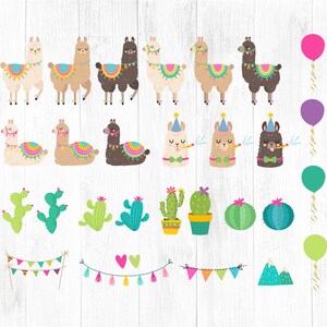 30 Llama Clipart, Llama Clipart Bundle, Llama Cactus Clipart, Llama ...