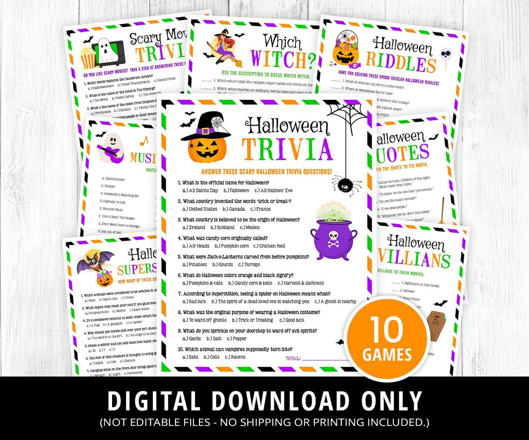 Halloween Games Bundle Printable, Halloween Activities, Halloween Party ...