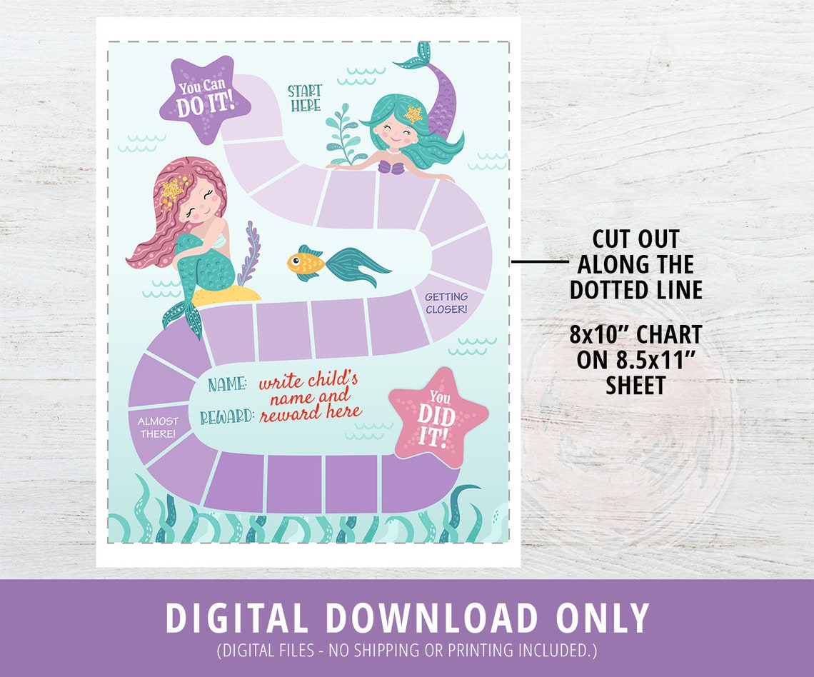 Printable Mermaid Reward Chart Mermaid Reward Chart Kids - Etsy