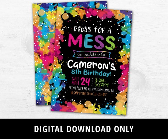 Paint Splatter Invitations
