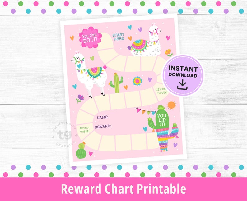 Printable Llama Reward Chart, Llama Reward Chart Kids, Llama Behavior ...