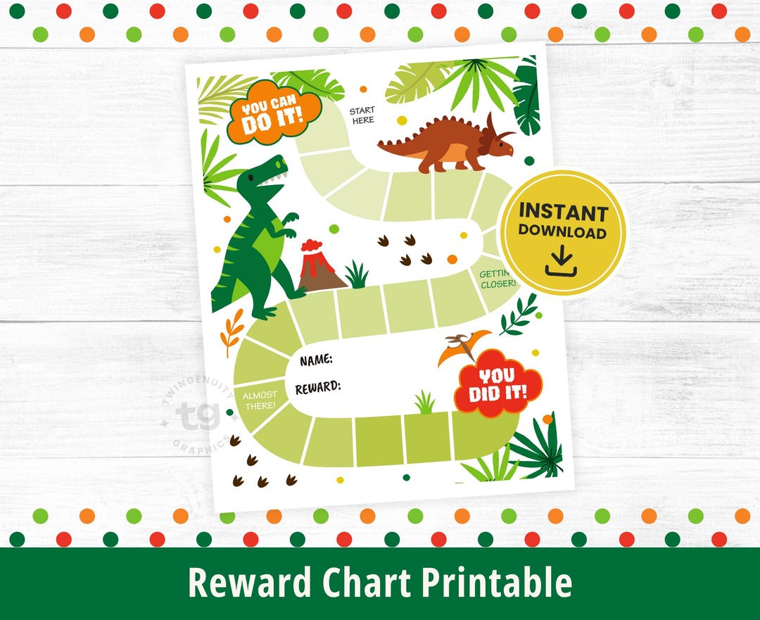 Printable Dinosaur Reward Chart, Dinosaur Reward Chart Kids, Dinosaur ...