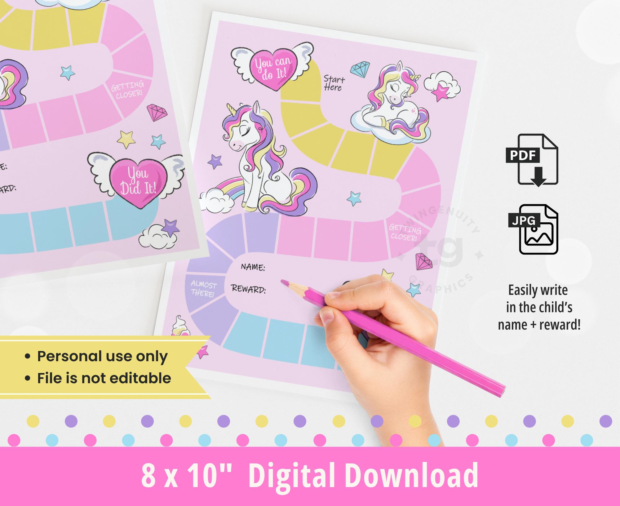 Printable Unicorn Reward Chart, Unicorn Reward Chart Kids, Unicorn ...