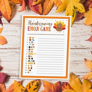 Thanksgiving Emoji Game Printable, Thanksgiving Activity Kids Family ...