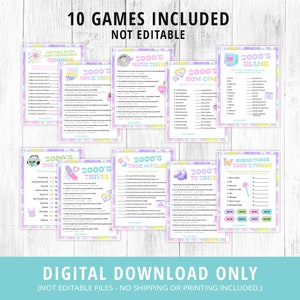 2000s Games Bundle Printable, 2000s Party Games, 2000s Trivia, Y2k 00s ...