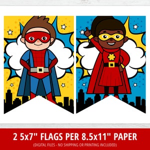 SUPERHERO Birthday Banner, Printable Superhero Birthday Banner, Comic ...