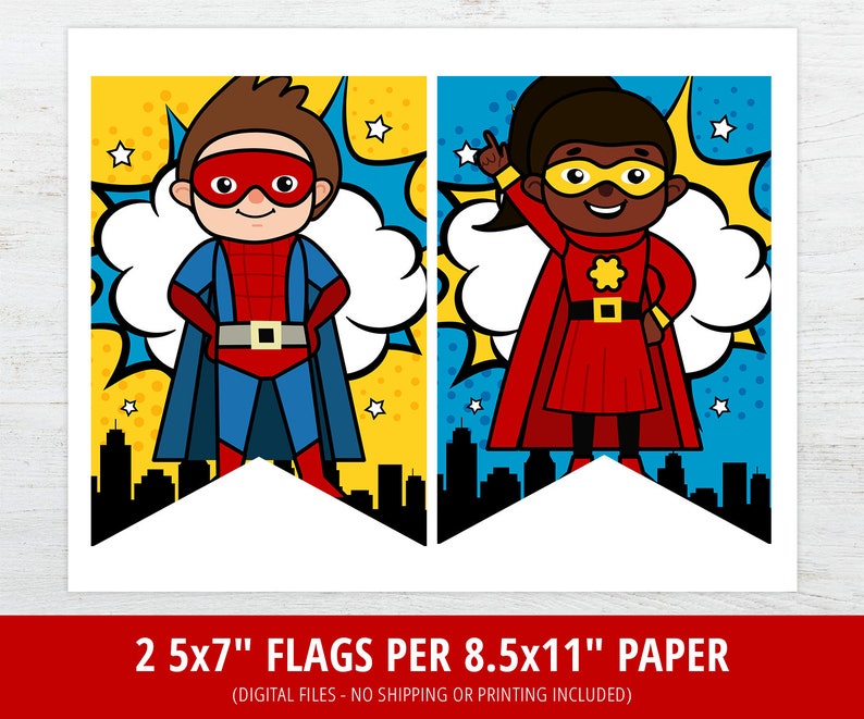 SUPERHERO Birthday Banner Printable Superhero Birthday | Etsy